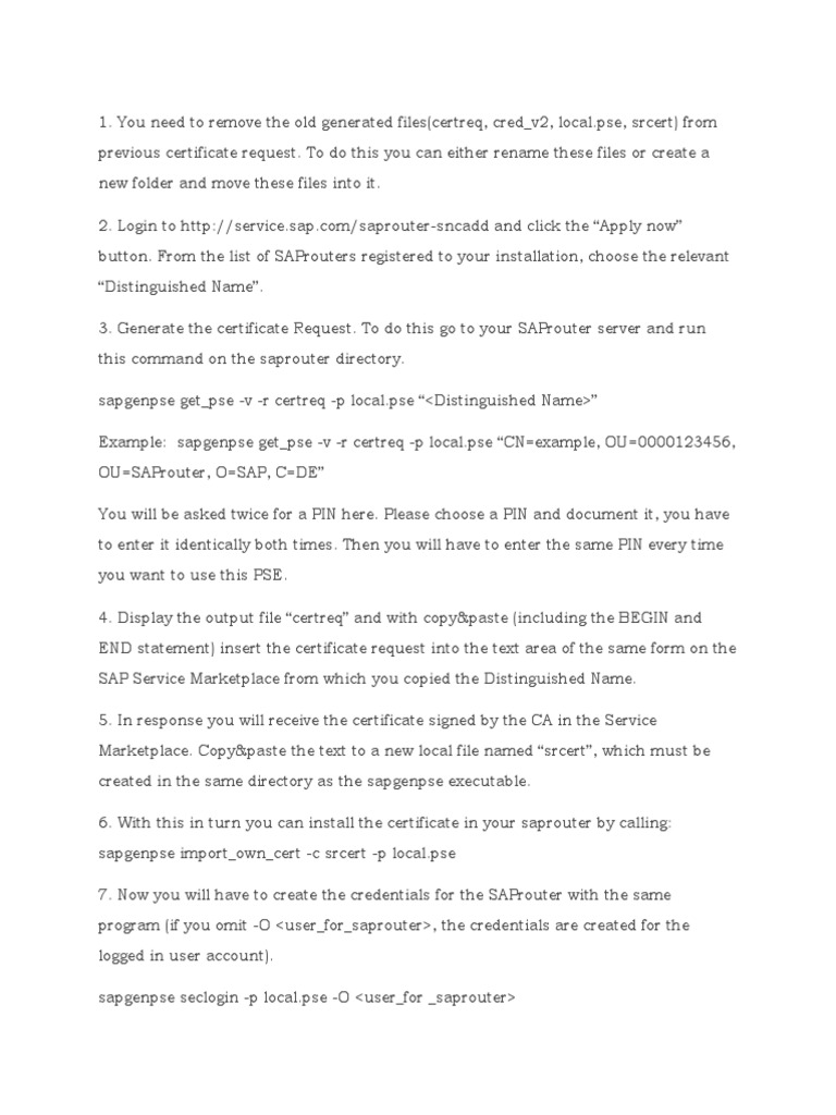 Step-by-Step Saprouter Certificate Renewal | PDF