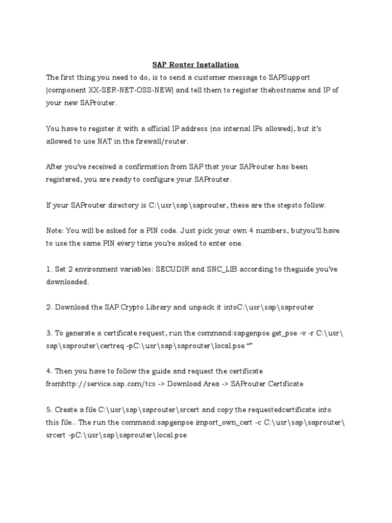 SAP Router Installation | PDF | Windows Registry | Computer Networking