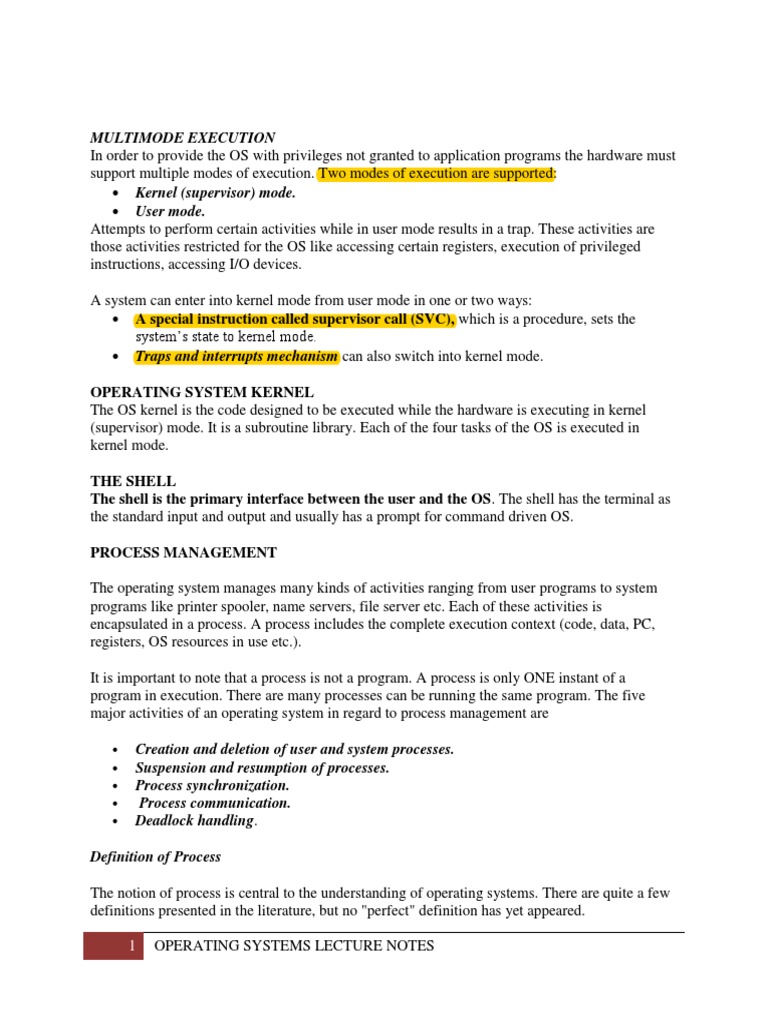 Operating Systems Lecture Notes Pdf Scheduling Computing Process Computing