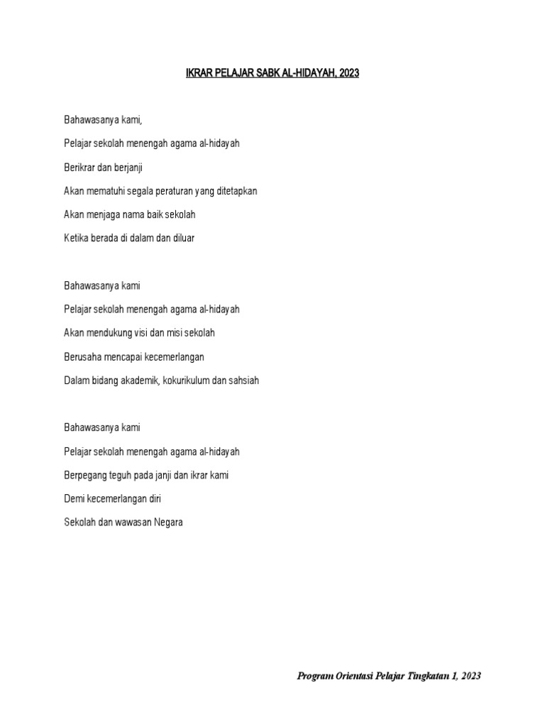 Ikrar Pelajar & Lagu 2023 Sabk Al | PDF | Karier & Perkembangan