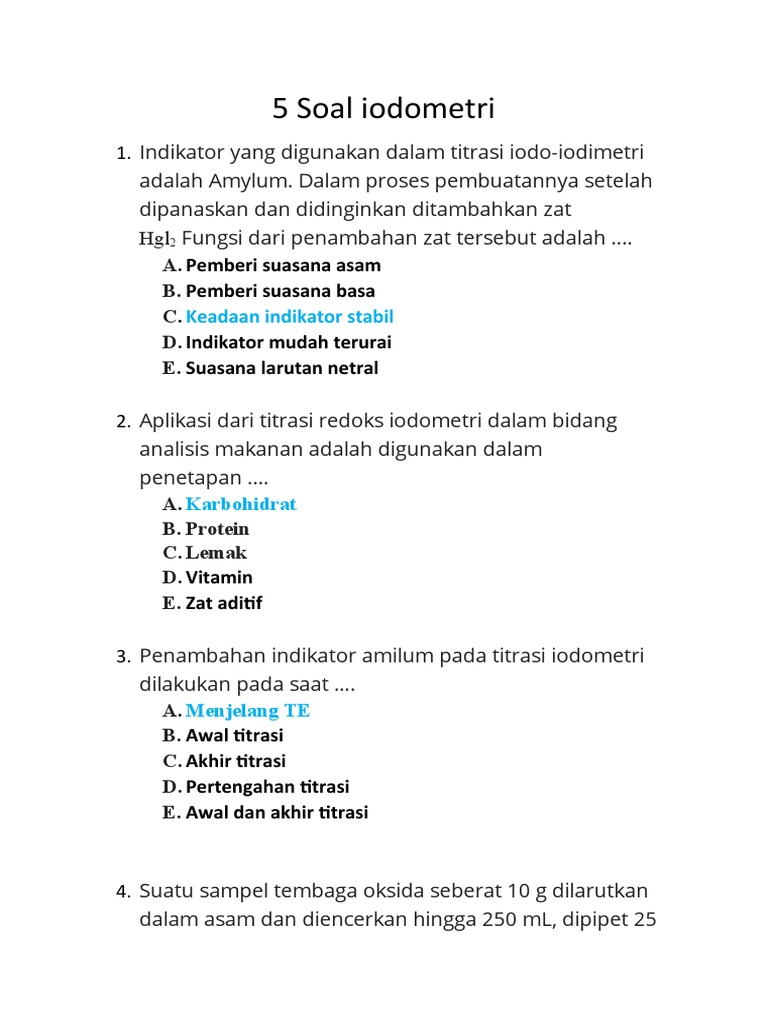 Soal Iodometri 1a | PDF