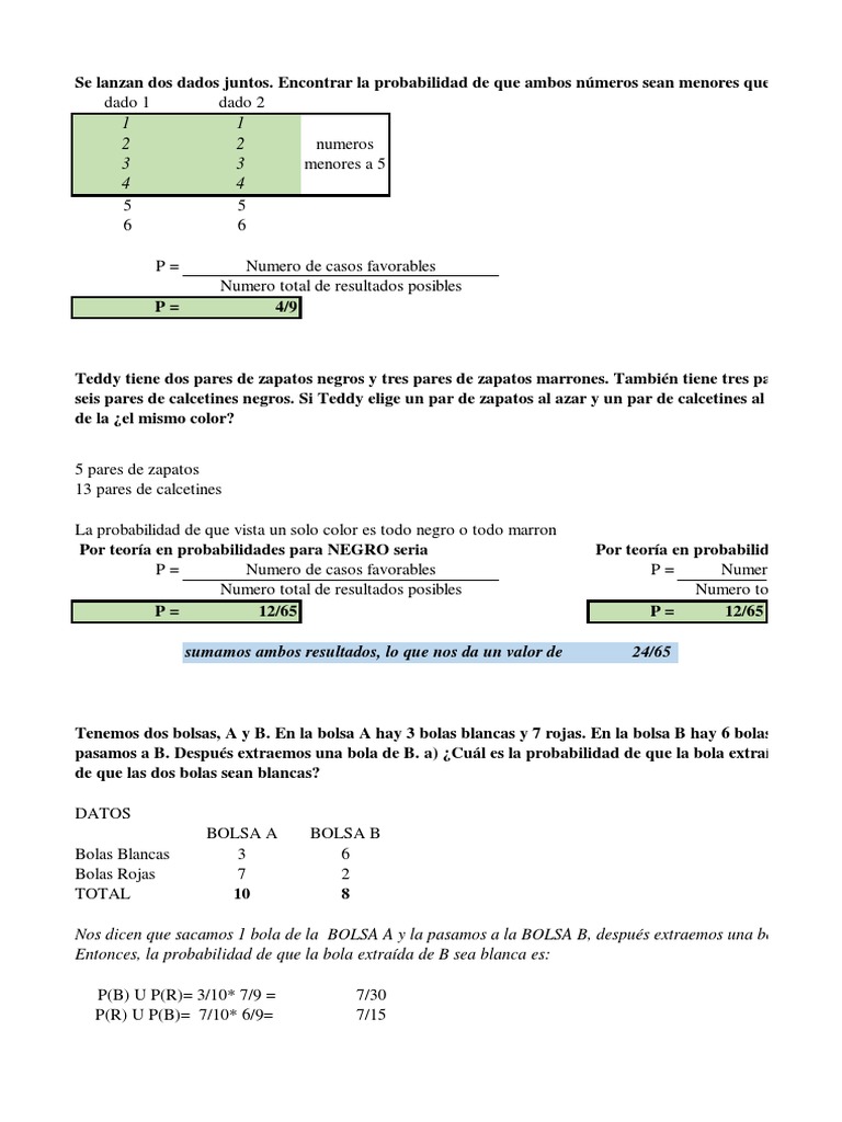 Probabilidad con Dados y Bolas | PDF | Probabilidad | Probabilidades y ...