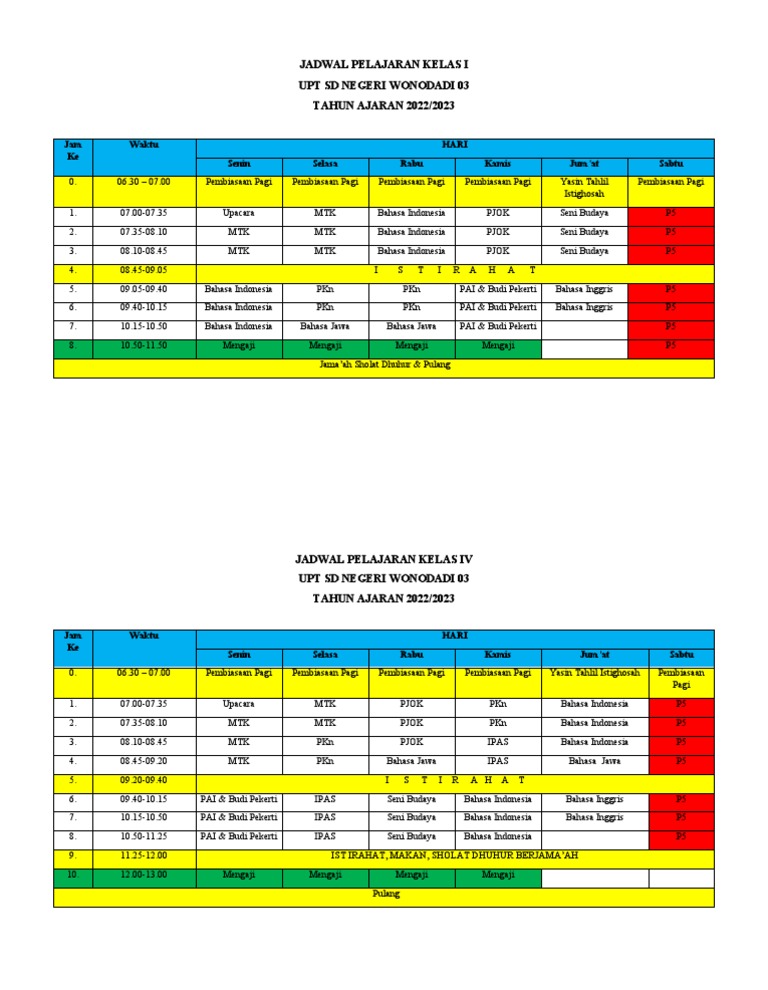 Jadwal Kegiatan P5 | PDF