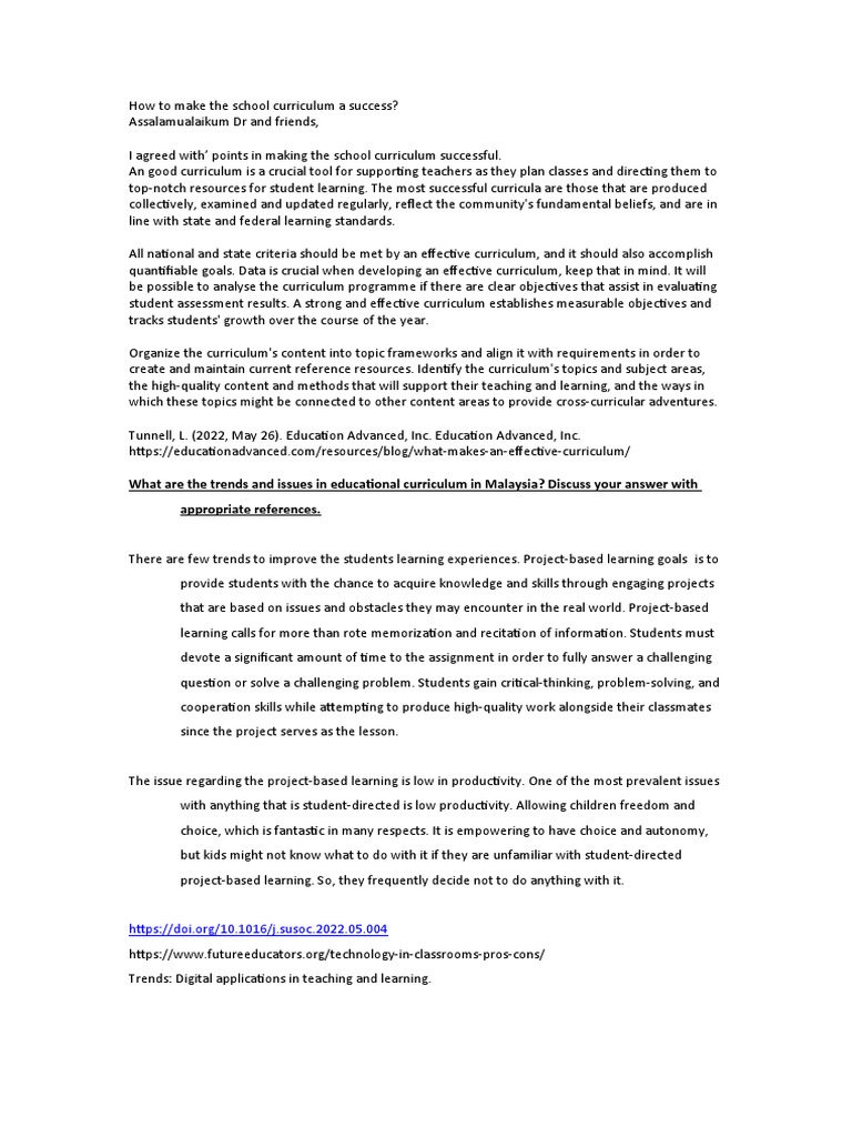 How To Make The School Curriculum A Success | PDF | Curriculum ...