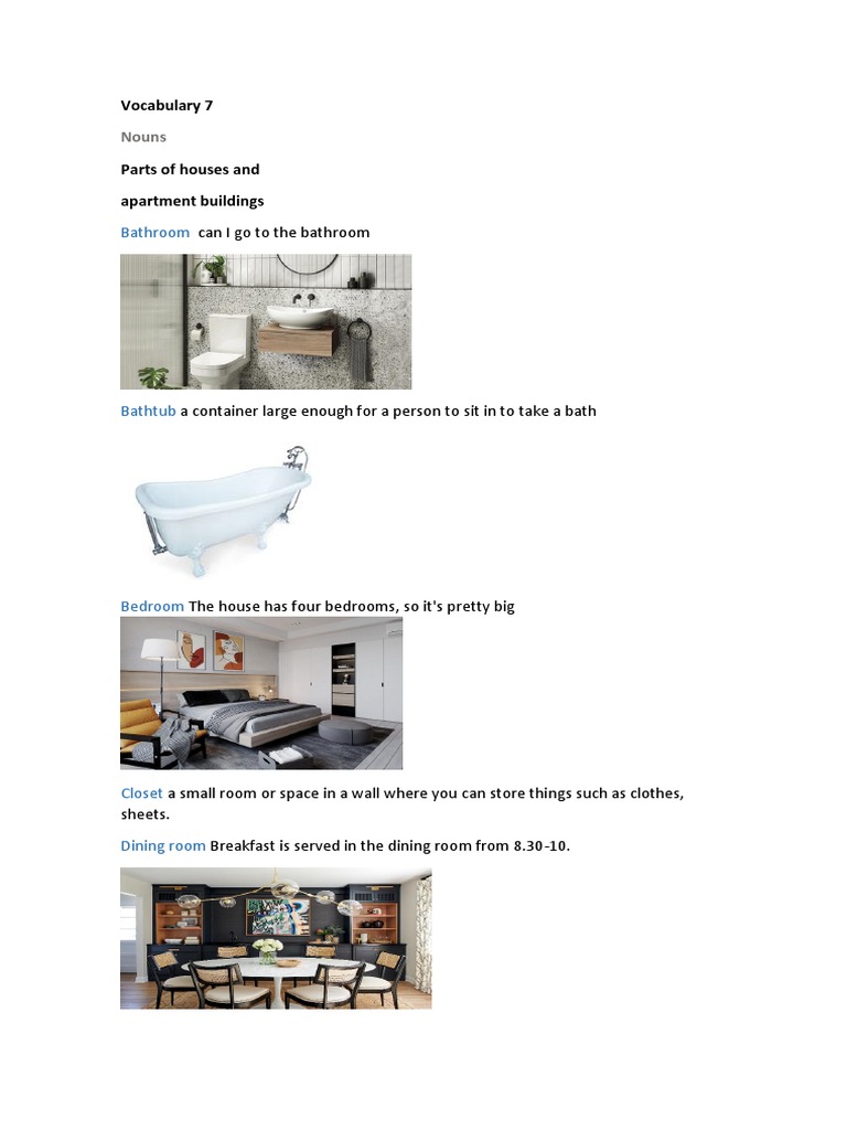 Vocabulary 7 | PDF | Room | Interior Design