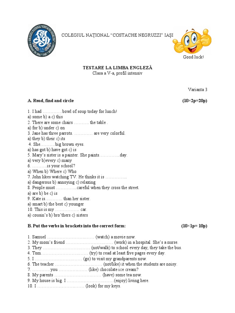 Subiect Engleza 2020 v3 | PDF