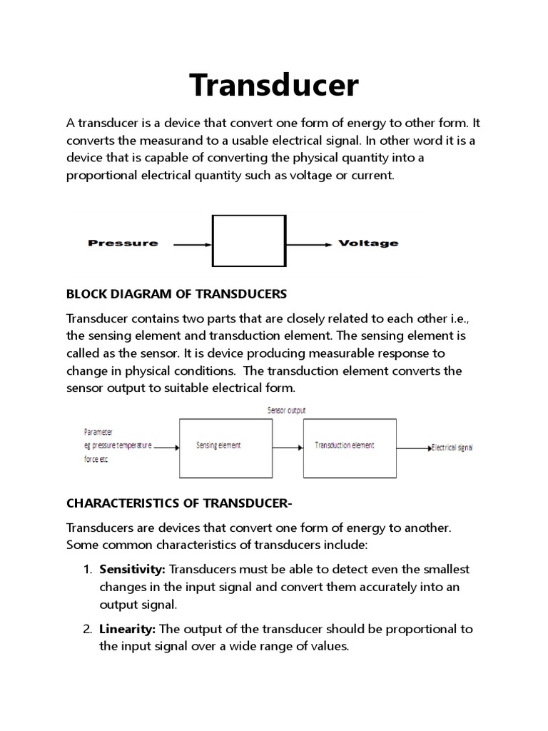 Transducer Unit 1 | PDF | Sensor | Electrical Resistance And Conductance