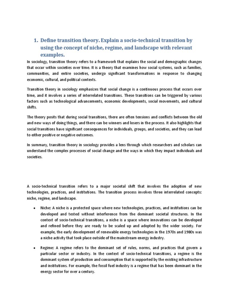Understanding Social Transitions Through Transition Theory and the ...