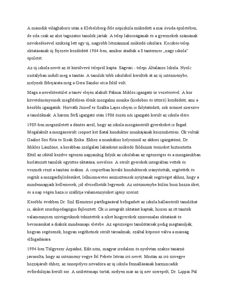 szegedi fekete istván általános iskola | PDF