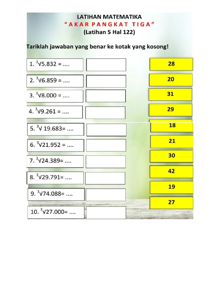 Kelas 4-5 Akar Pangkat Tiga, Persegi Dan Persegi Panjang | PDF | Griya ...
