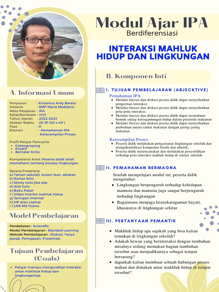 Modul Ajar IPA 7.3 Interaksi MH PDF | PDF