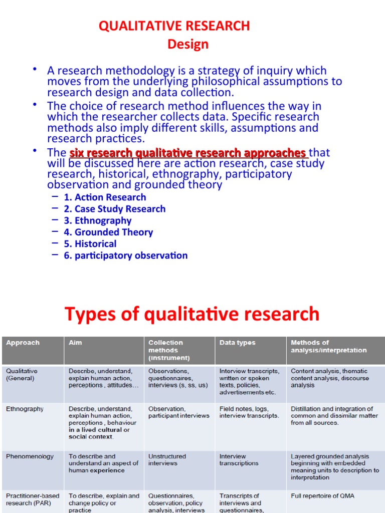 Types of Qualitative Research Designs | PDF | Sampling (Statistics ...