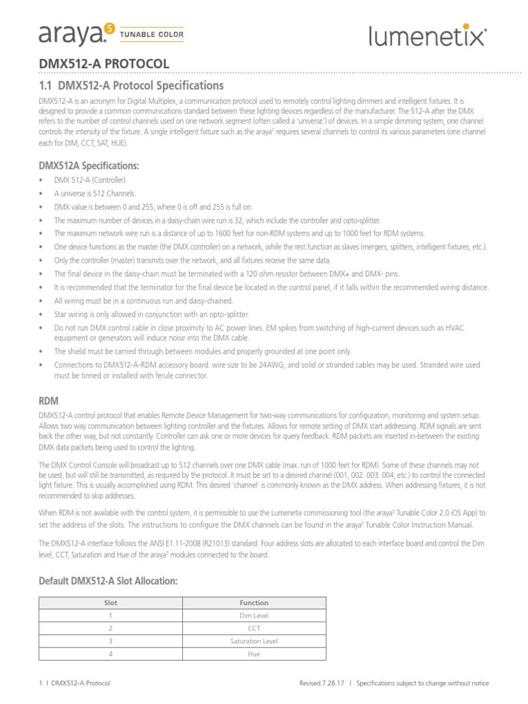 DMX512 A Protocol Specifications | PDF | Computing | Electrical Engineering