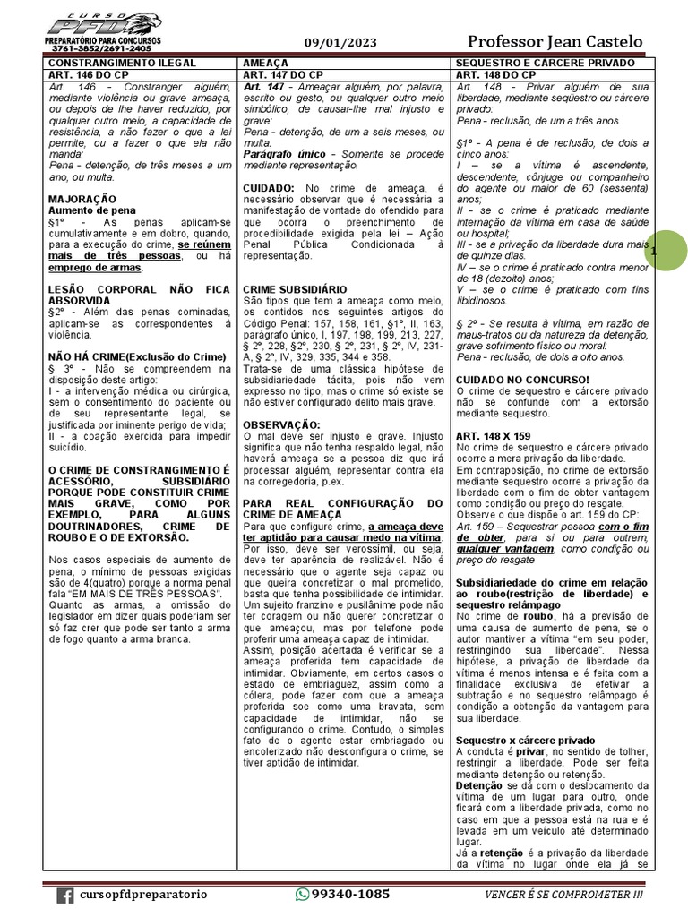 Resumo De Direito Penal Tabela Para Pmerj 3 Pfd Pdf Extorsão Crimes