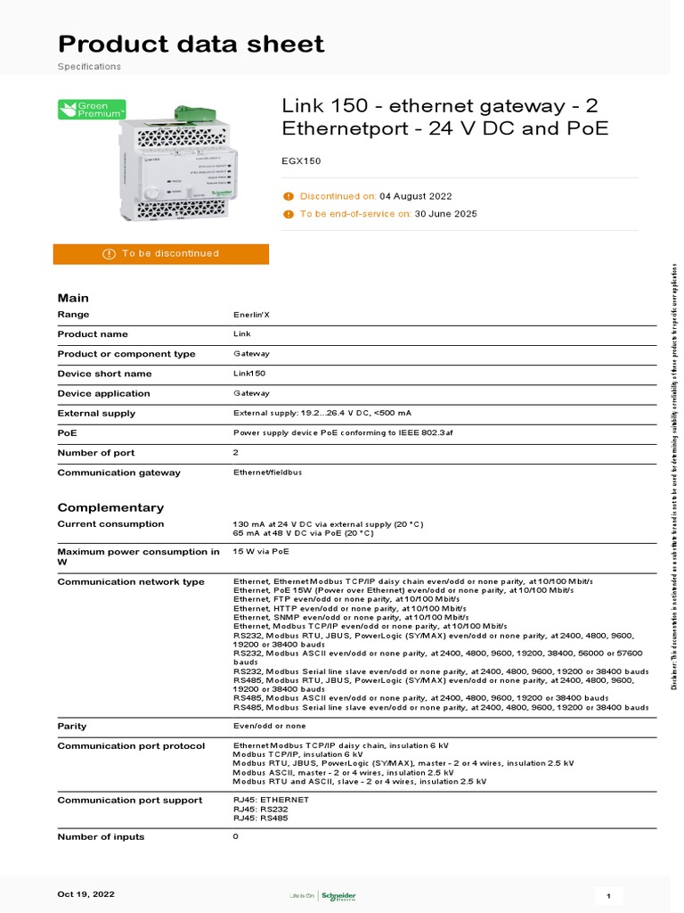 EcoStruxure Link150 - EGX150 | PDF | Electronics | Internet Protocols