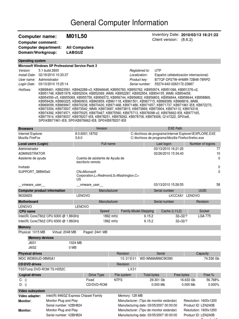 Asset Tracert Report | PDF | Windows Xp | Microsoft Visual Studio