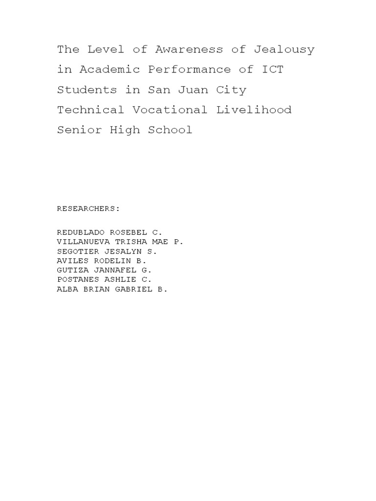 The Effects of Jealousy and Favoritism in Academic | PDF | Jealousy | Envy