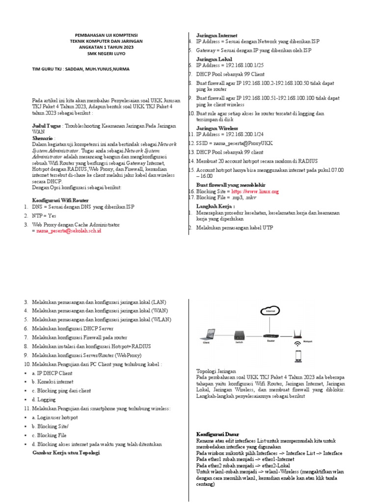 Pembahasan Ukk TKJ 2023 Paket 4, SMKN Luyo | PDF