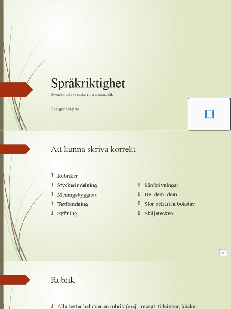 2.1 Språkriktighet Sv1 | PDF