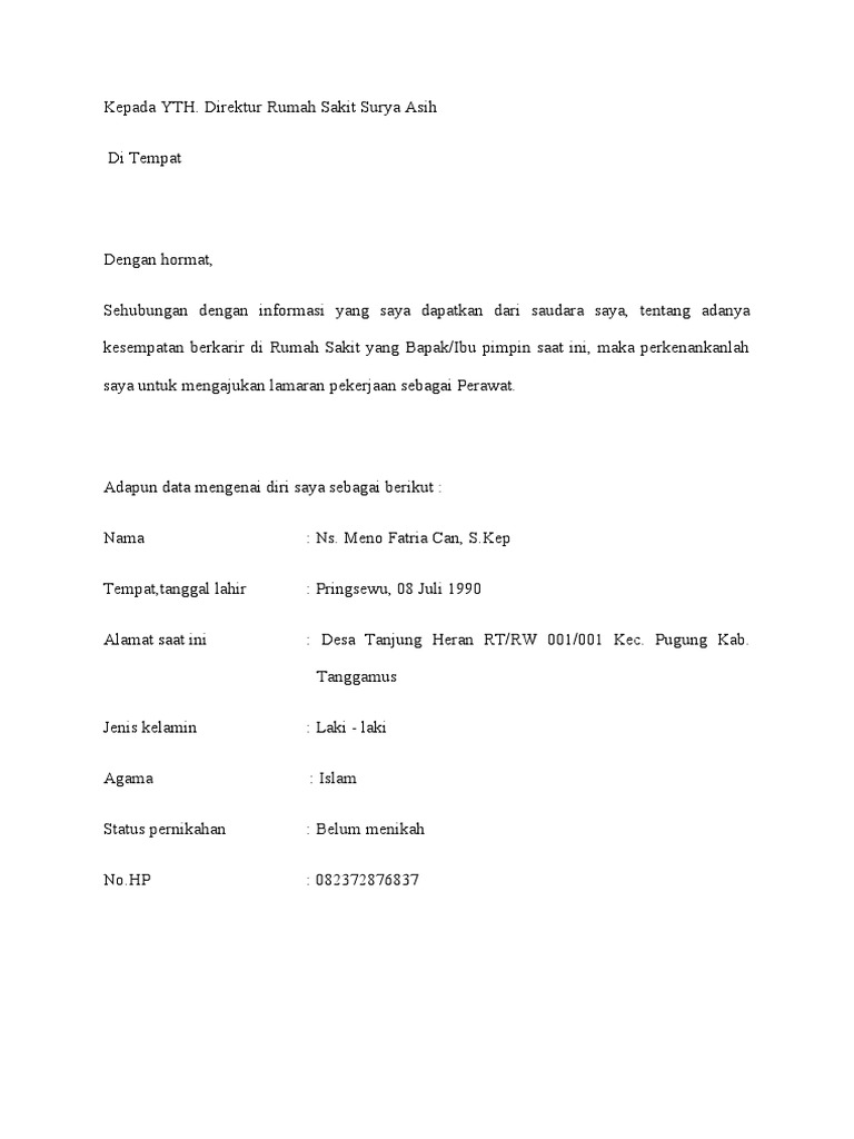 Lamaran Kerja Menong | PDF