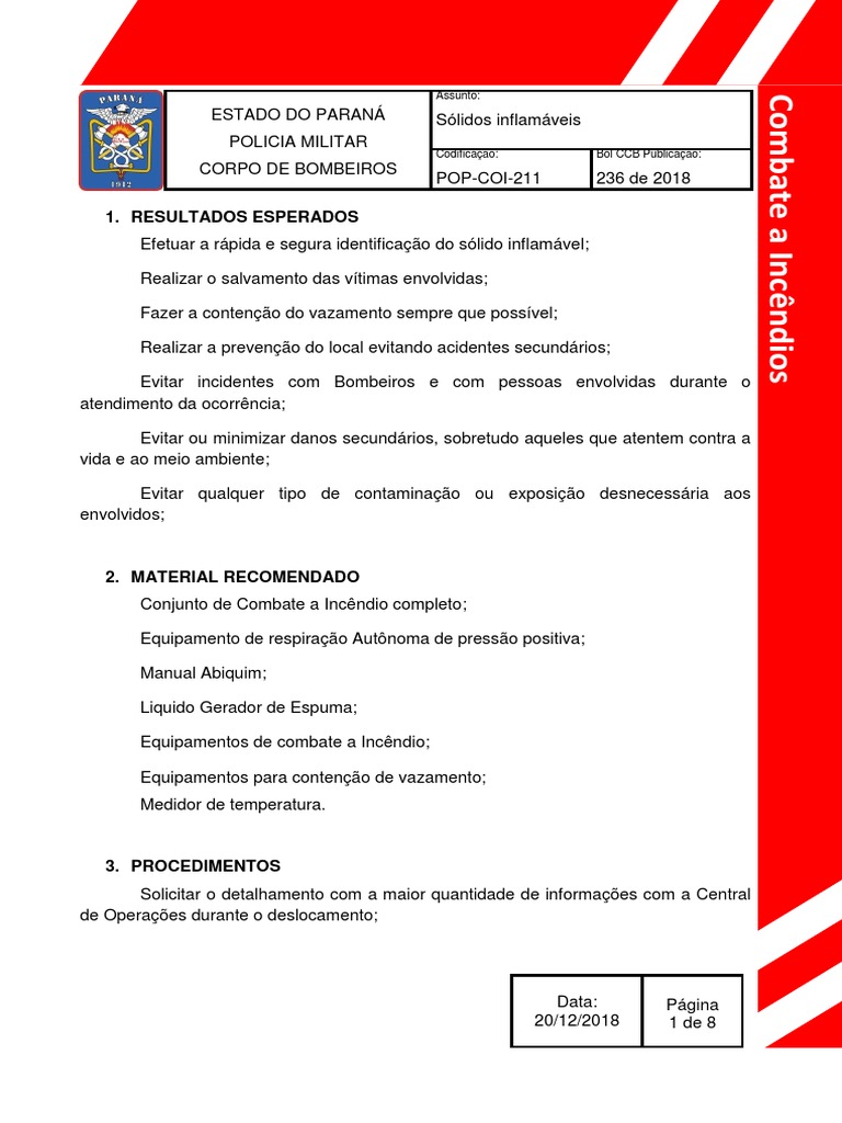 211 COI - Sólidos Inflamáveis | PDF | Polícia | Gás liquefeito de petróleo