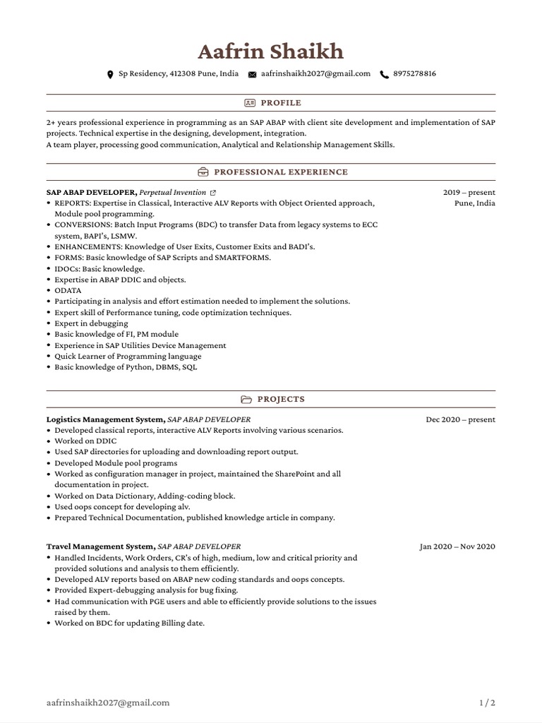 Aafrin Shaikh Resume 2.5yearsexp PDF | PDF | Databases | Computer Programming