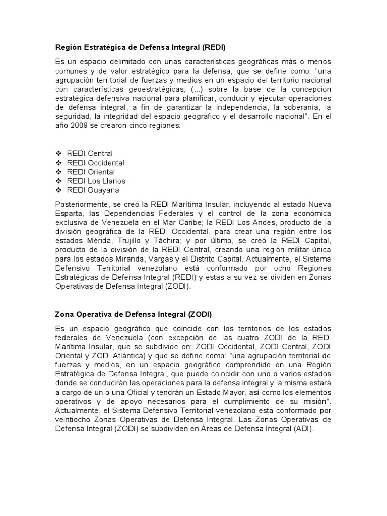 Estructura de las ZODI en Venezuela | PDF | Defensa | Seguridad ...