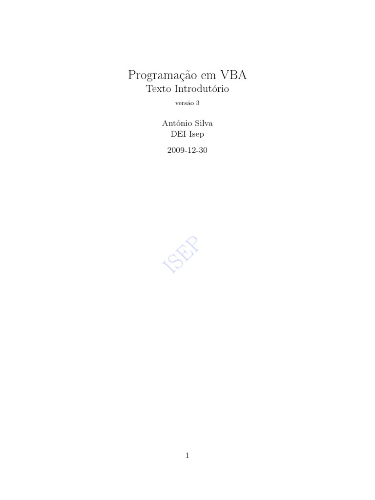 Programacao Em Vba Download Grátis Pdf Macro Ciência Da Computação Janela Informática 
