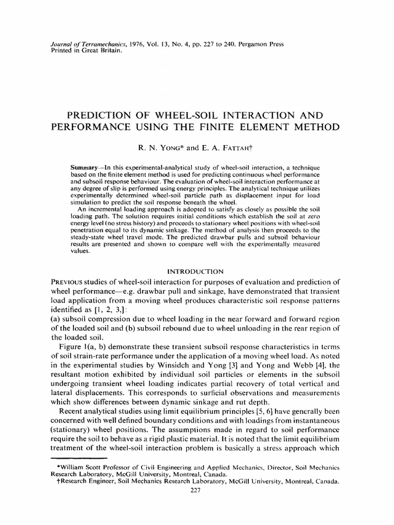 1976 R.N. Yong - E.A. Fattah - Prediction of Wheel-Soil Interaction and ...