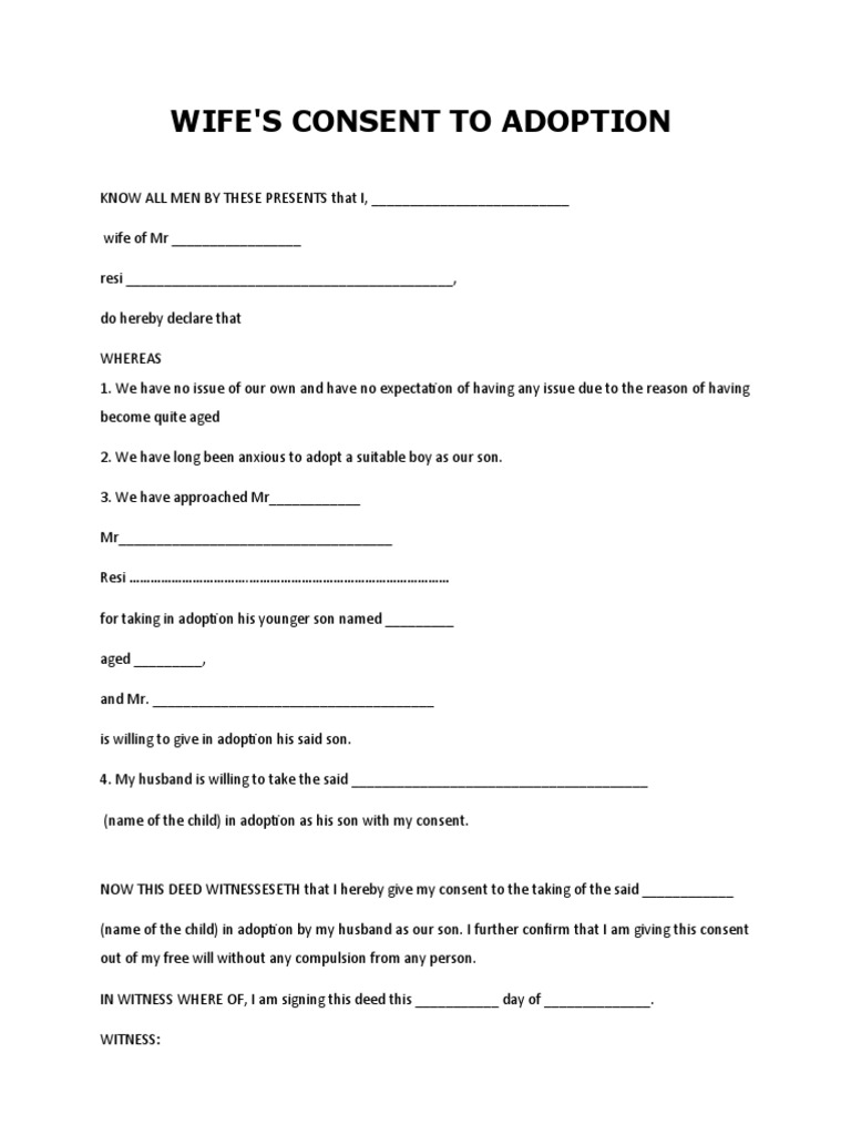 Wife - S Consent To Adoption | PDF