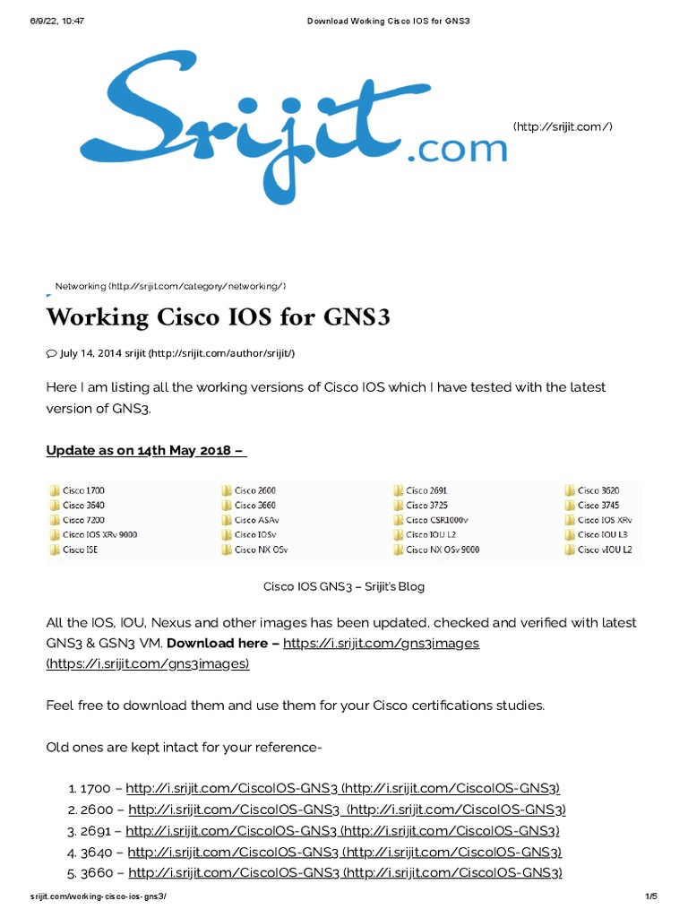 Cisco IOS Downloads for GNS3 | PDF | Computing | Software