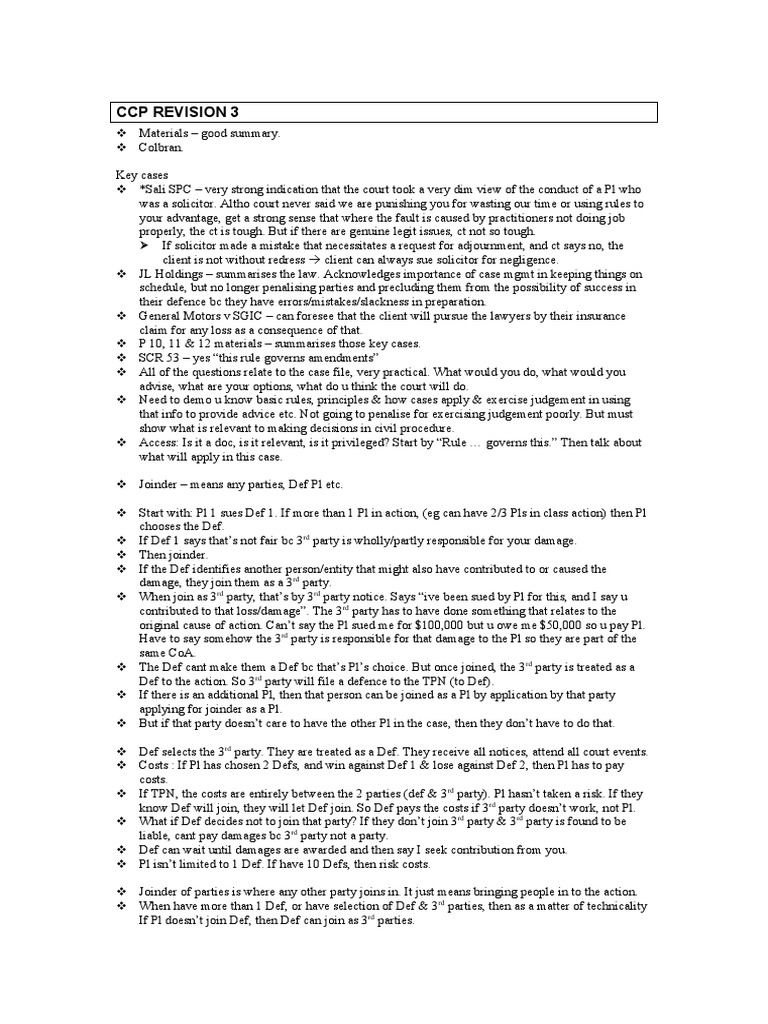 Ccp Revision Lecture 3 Pdf Negligence Legal Liability 0728