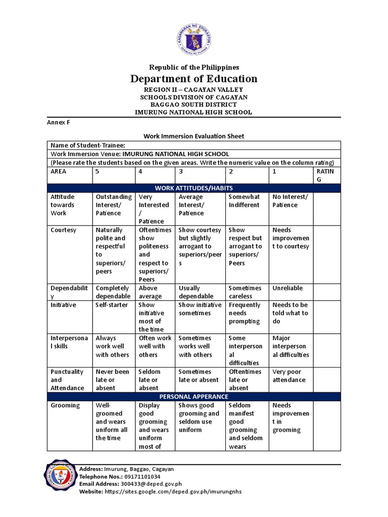 Annex F Revised Observation Tool | PDF | Psychology