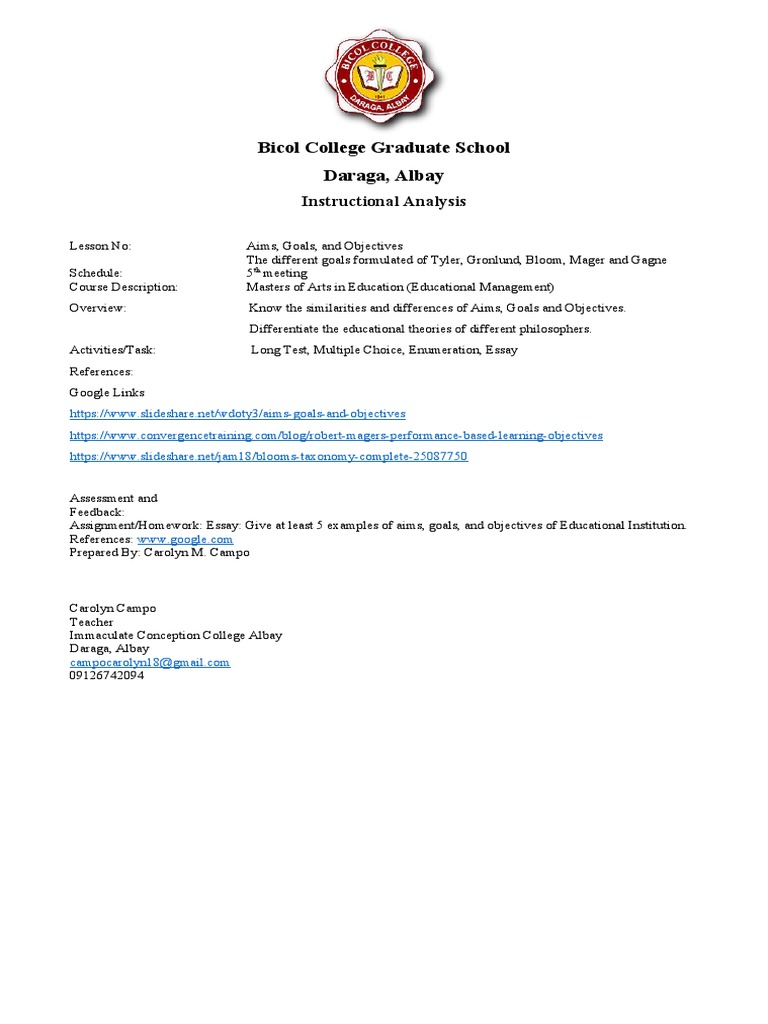 Bicol College Graduate School Modular Report - Docx! | PDF | Cost Of ...