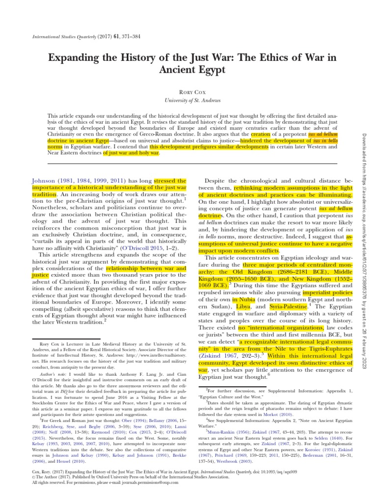 Cox - Expanding The History of The Just War | PDF | Just War Theory ...