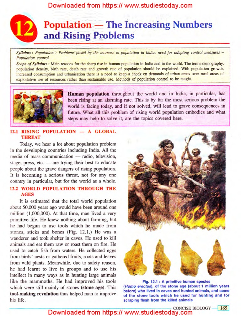 ICSE Class 10 Selina Biology Chapter 12 Population PDF | PDF