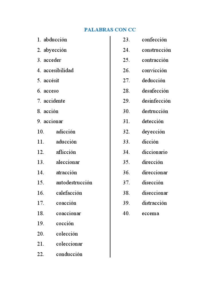 Palabras Con CC | PDF