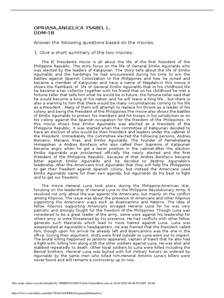 OPRIASA - Aguinaldo Luna | PDF | Philippines