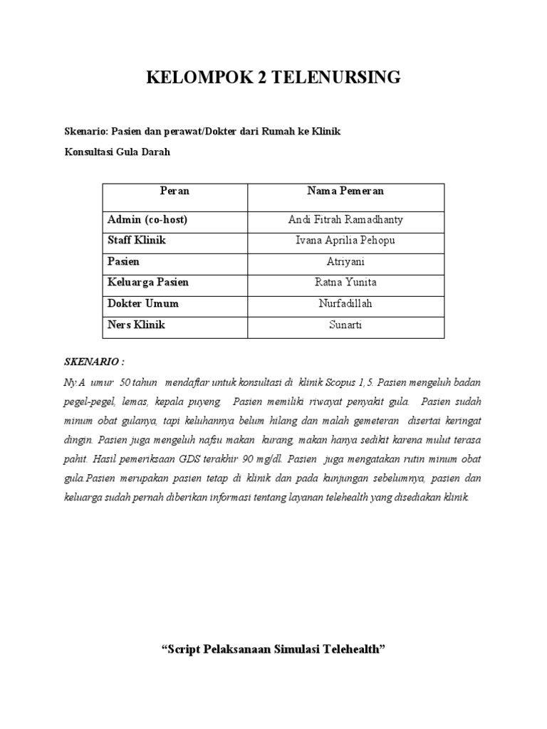 Script Telenursing - Kelompok II | PDF | Kesehatan Holistik