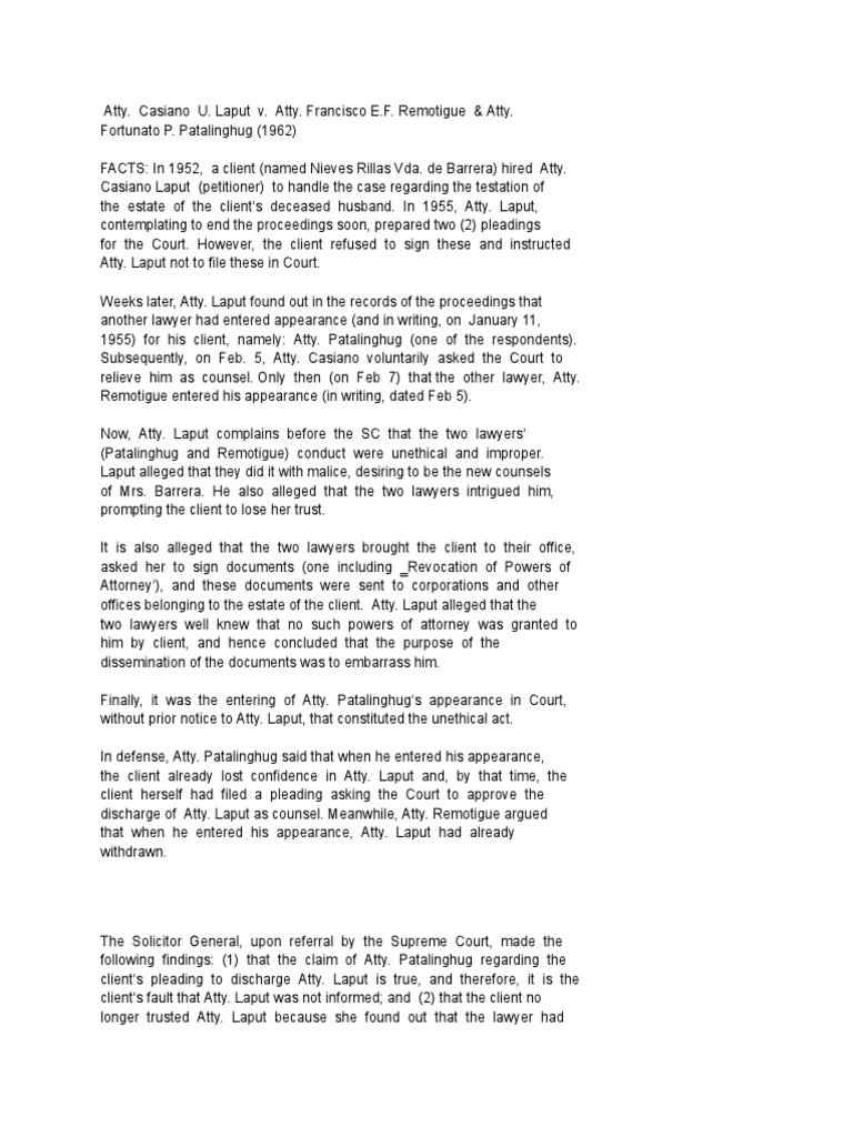 Atty. Casiano U. Laput v. Atty. Francisco E.F. Remotigue & Atty ...