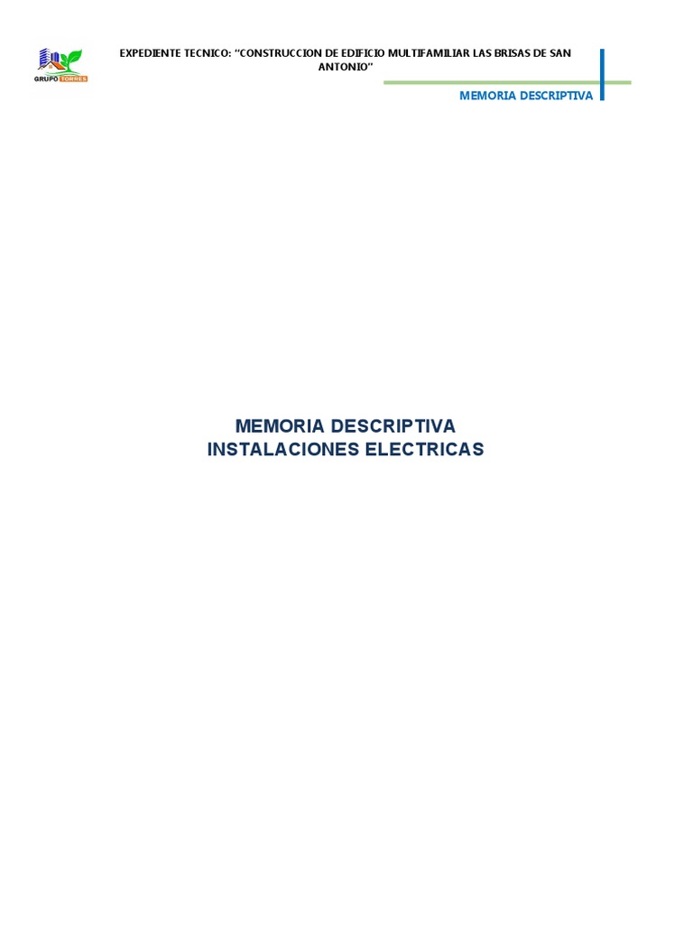 Memoria Descriptiva Instalaciones Electricas 09 06 21 | PDF | Conductor electrico | Tubería ...