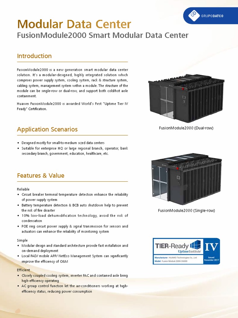 Datasheet Data Center Huawei Fusionmodule2000 | PDF | Data Center ...