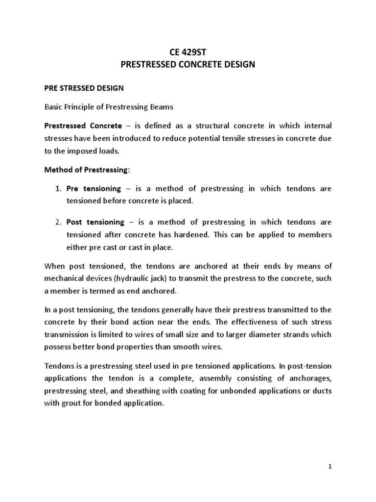 An Overview of Prestressed Concrete Design Principles, Methods, and Stress Calculations for ...