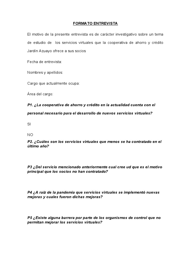 Formato Entrevista | PDF
