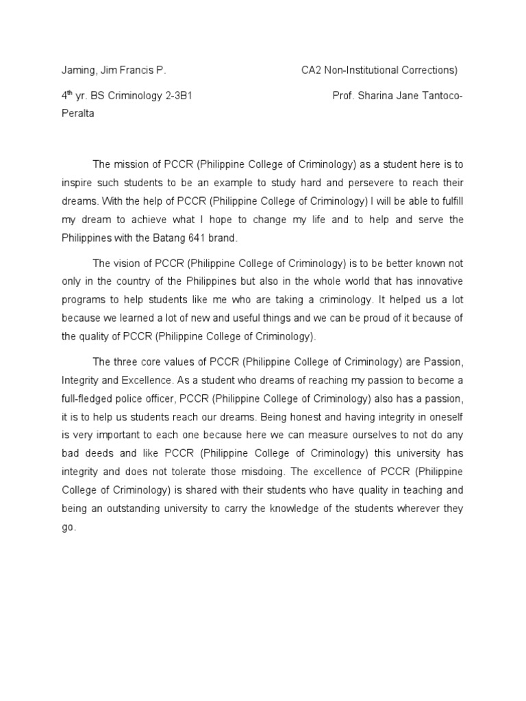 PCCR Mission and Vission (Essay) | PDF | Career & Growth