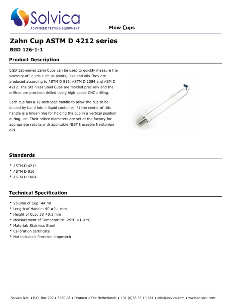 Zahn Cup Viscosity Measurement | PDF | Viscosity | Liquids