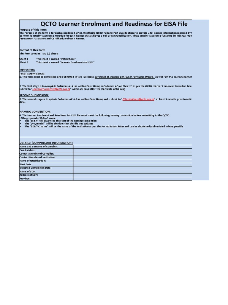 Eisa Registration Template | PDF