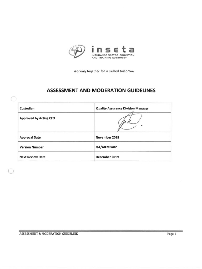 Assessment and Moderation Guidelines | PDF
