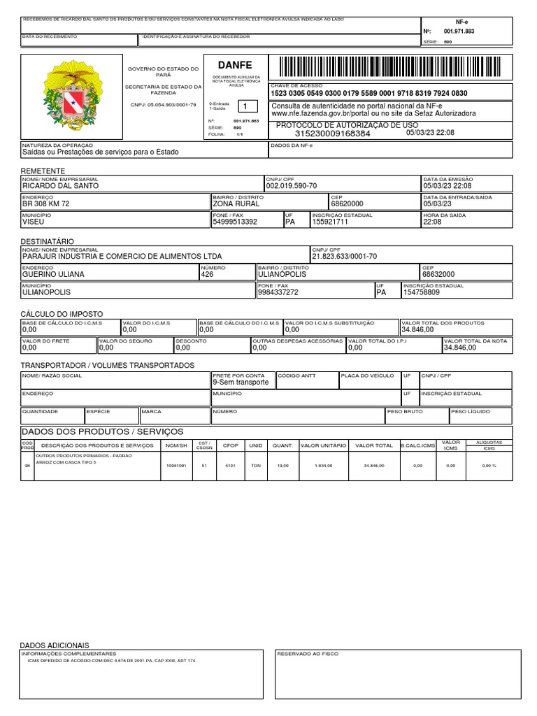 Danfe | Download grátis PDF | Recibo | Comunicação escrita