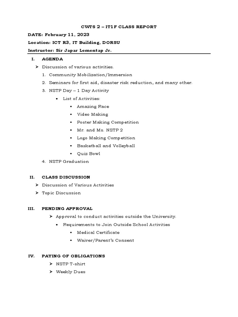 CWTS 2 - It1f Report 2 (March 4, 2023) | PDF